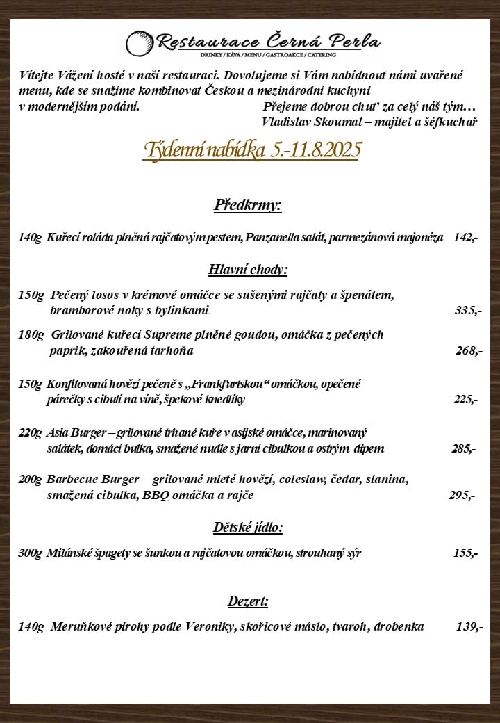 JÍDELNÍ LÍSTEK | Restaurace Černá Perla